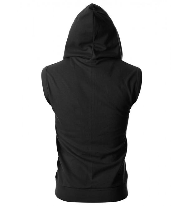 Mens Slim Fit Sleeveless Lightweight Zip Up Hooded Vest With Zipper
